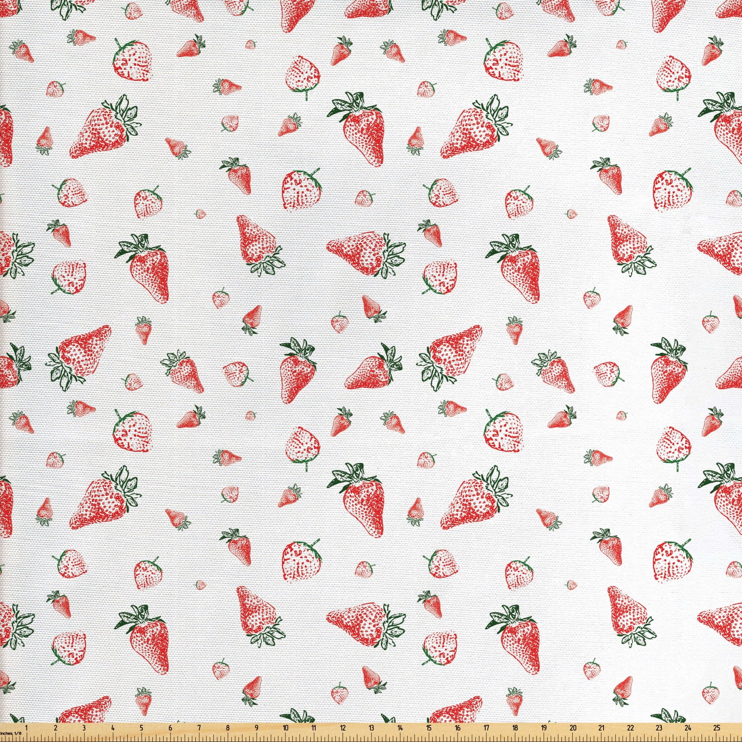 Strawberry Fabric by The Yard, Grunge Pattern with Tropical Fruits ...