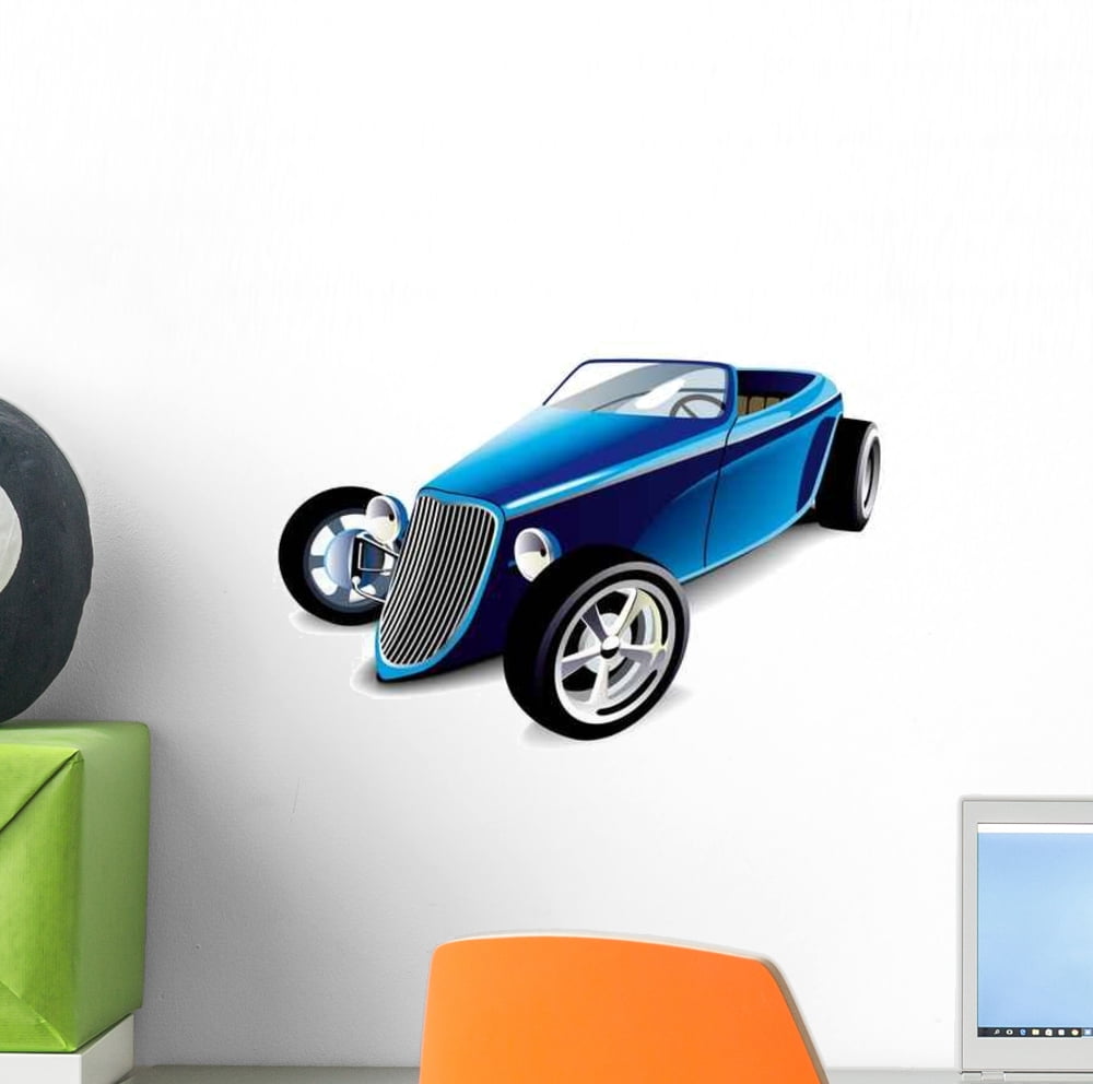 Blue Hot Rod Wall Decal Sticker, Wallmonkeys Peel & Stick Vinyl Graphic ...