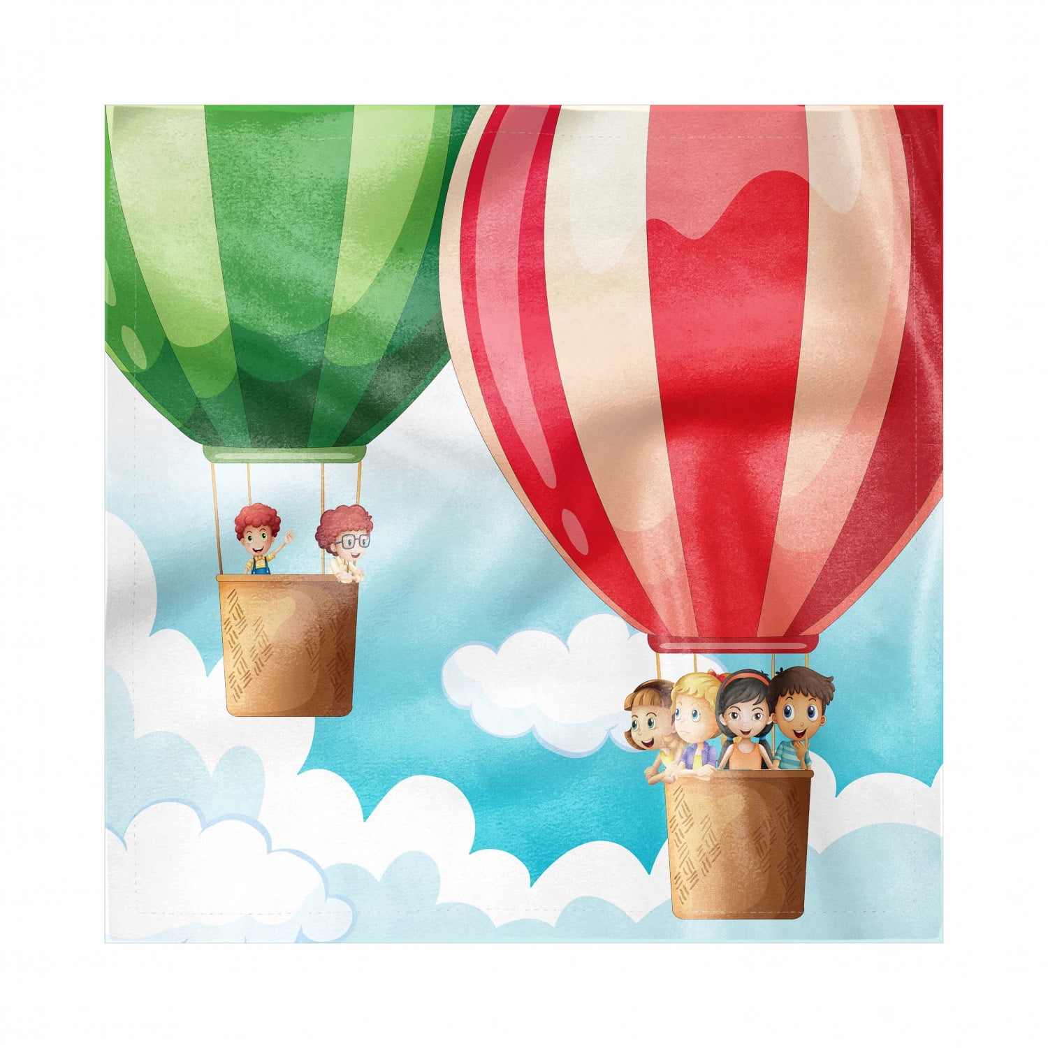 Explore Decorative Napkins Set of 4, Children in Hot Air Balloons ...