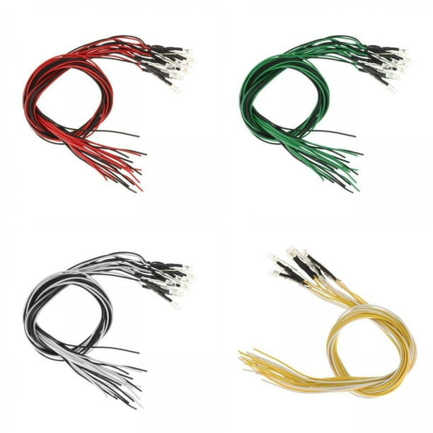 Paquete de 40 luces LED mini precableadas de 3mm con cable de 3V 6V ...