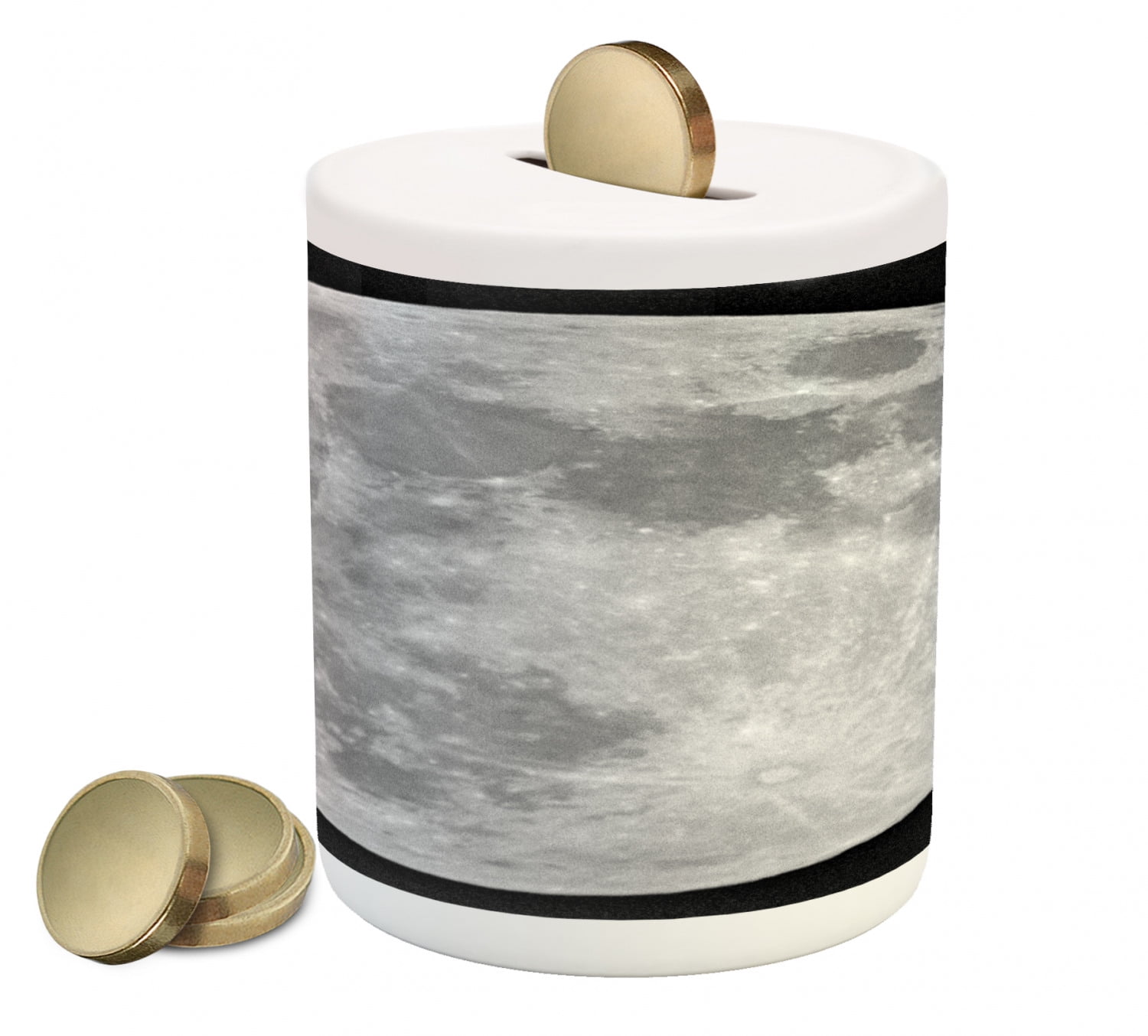 Moon Piggy Bank, Black and White Full Moon Detailed Photography of ...
