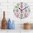 10" Artistic Round Wall Decorative Desk Clock Colorful Easter Bunnies ...