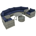 SYNGAR 9-Piece Outdoor Half-Moon Sectional Sofa Set with 2 Tables, PE ...