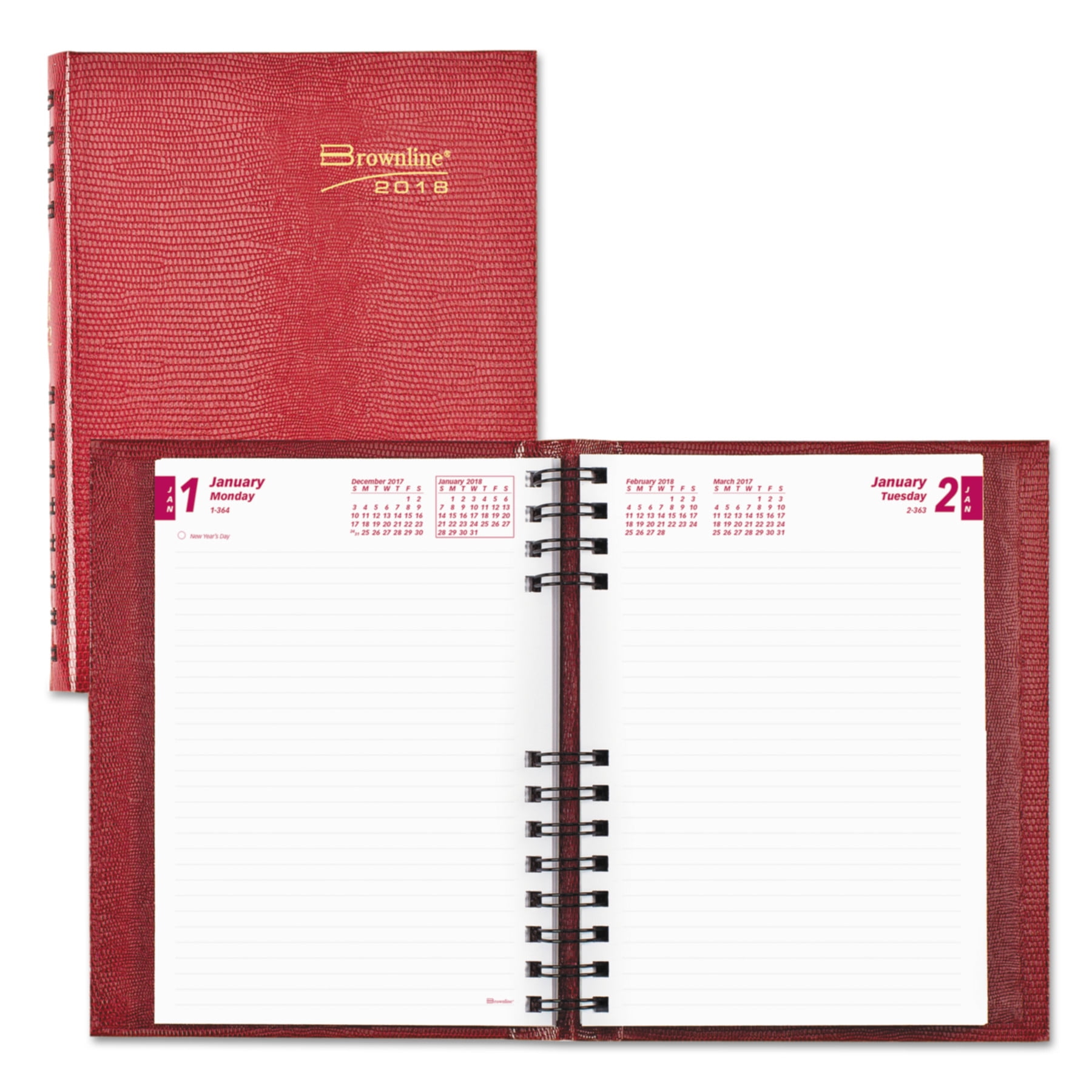 Brownline CoilPro Daily Planner, Ruled 1 Day/Page, 8 1/4 x 5 3/4, Red ...
