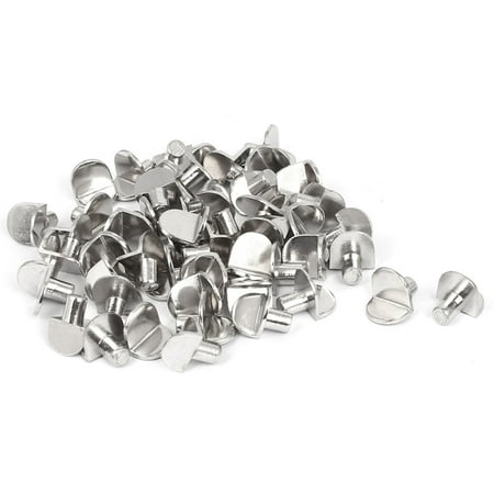 Cabinet Push-in Type 5mm Peg Alloy Shelf Support Bracket Silver Tone 50 ...