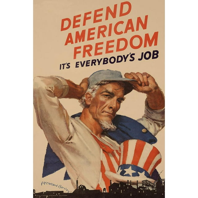Uncle Sam Defend American Freedom WPA War Propaganda Cool Wall Decor ...