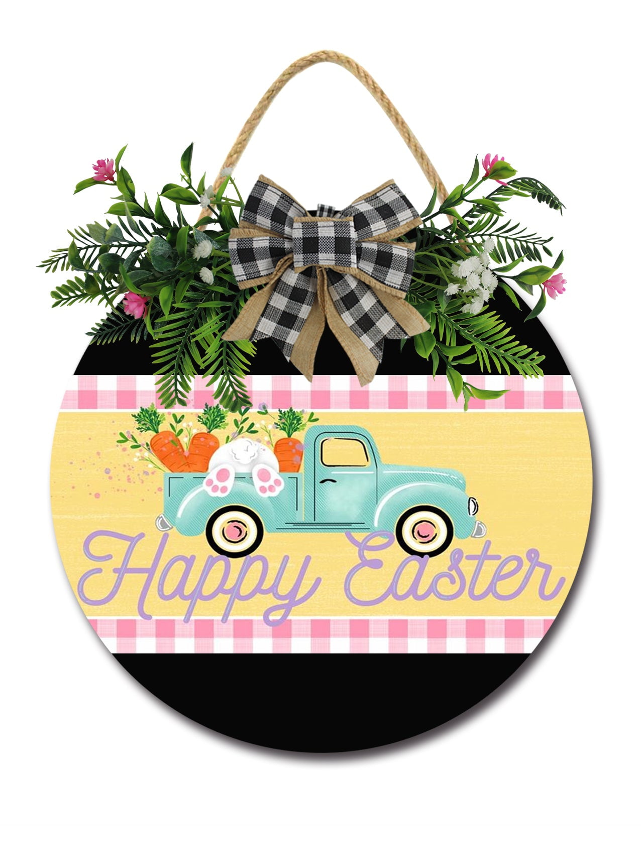 Happy Easter Truck Front Door Sign Funny Wreaths Hanging Wooden Plaque ...
