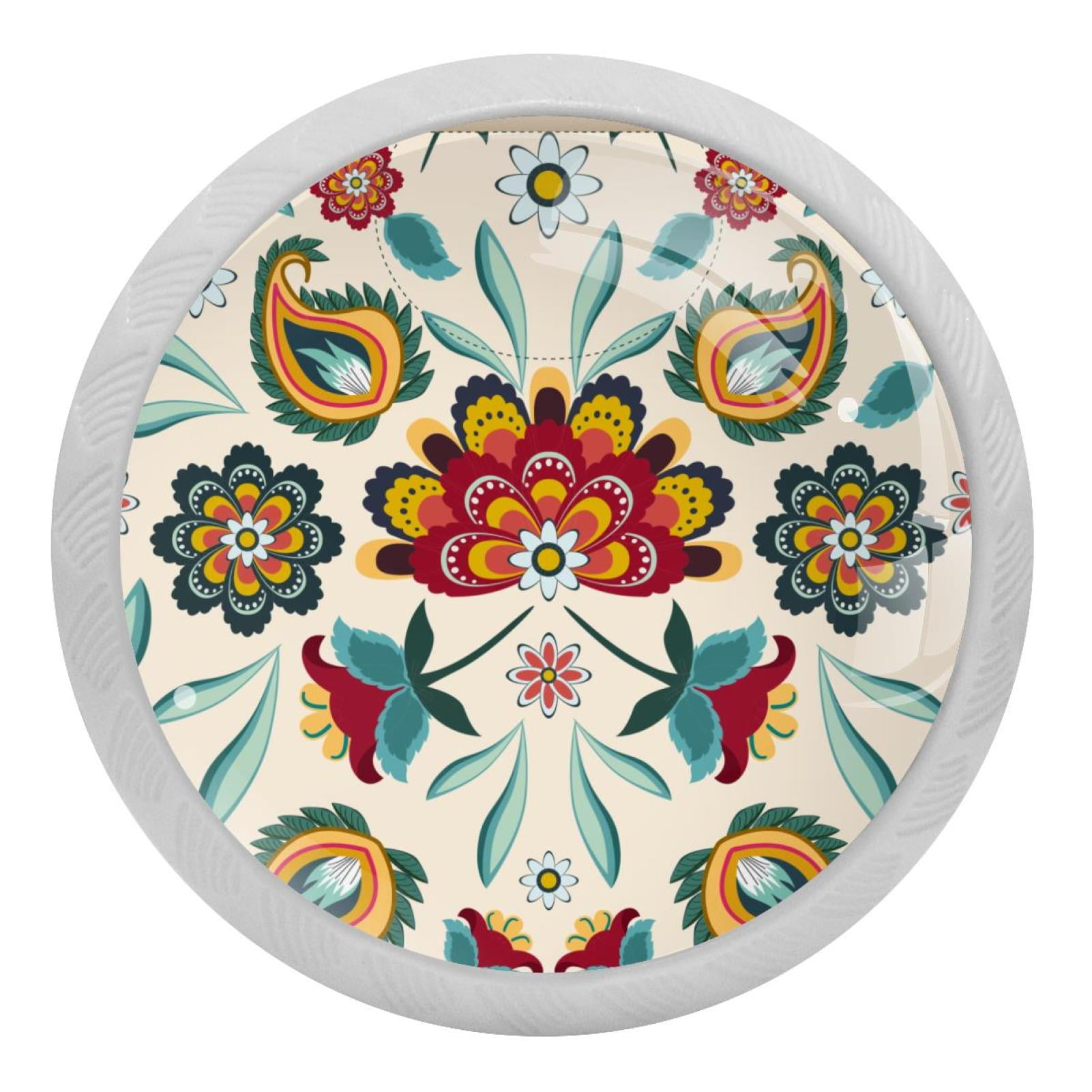 4PCS Round Retro Ethnic Boho Cabinet Fluorescence Knob Glowing in the ...