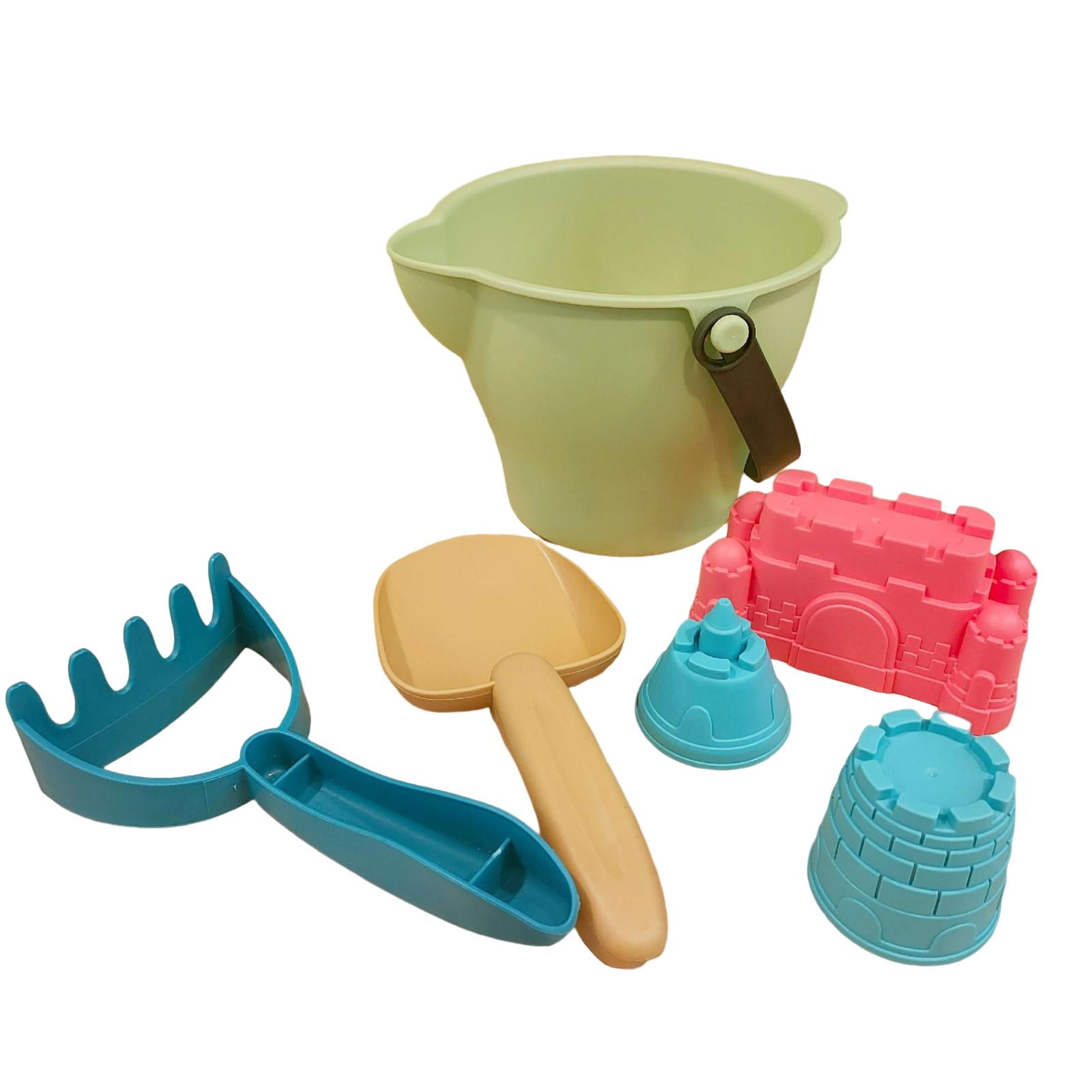 1 Set Beach Sand Toys Colored Sand Bucket Shovel Rake Castle Molds Six ...