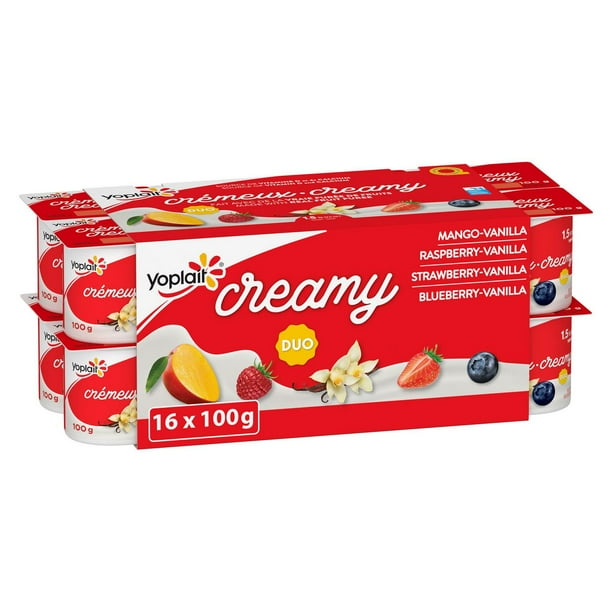 Yoplait Creamy 1.5% Smooth Traditional Yogurt Cups Variety Pack, 100 g ...