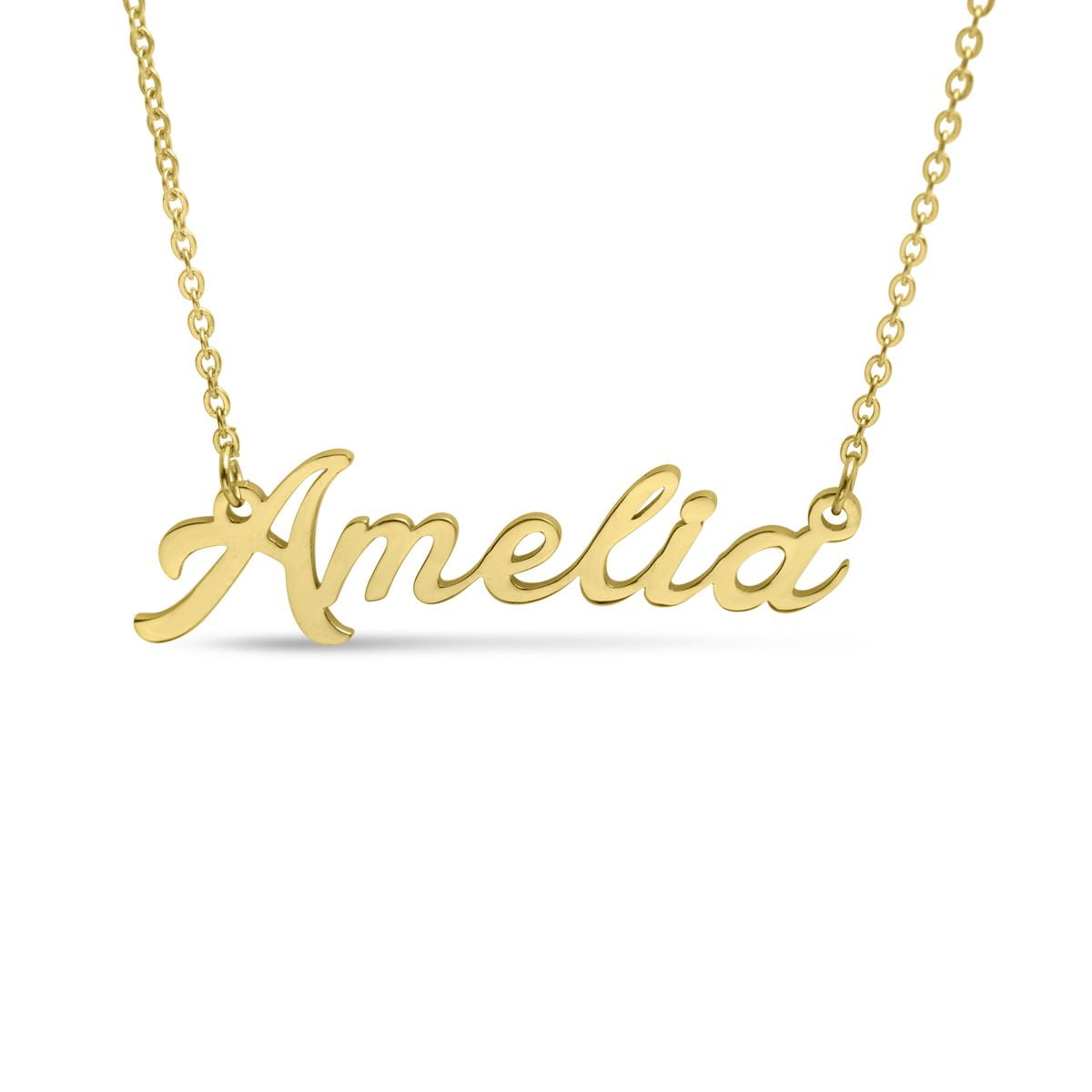 SuperJeweler Amelia Nameplate Necklace in Gold, 16 inches All Names ...