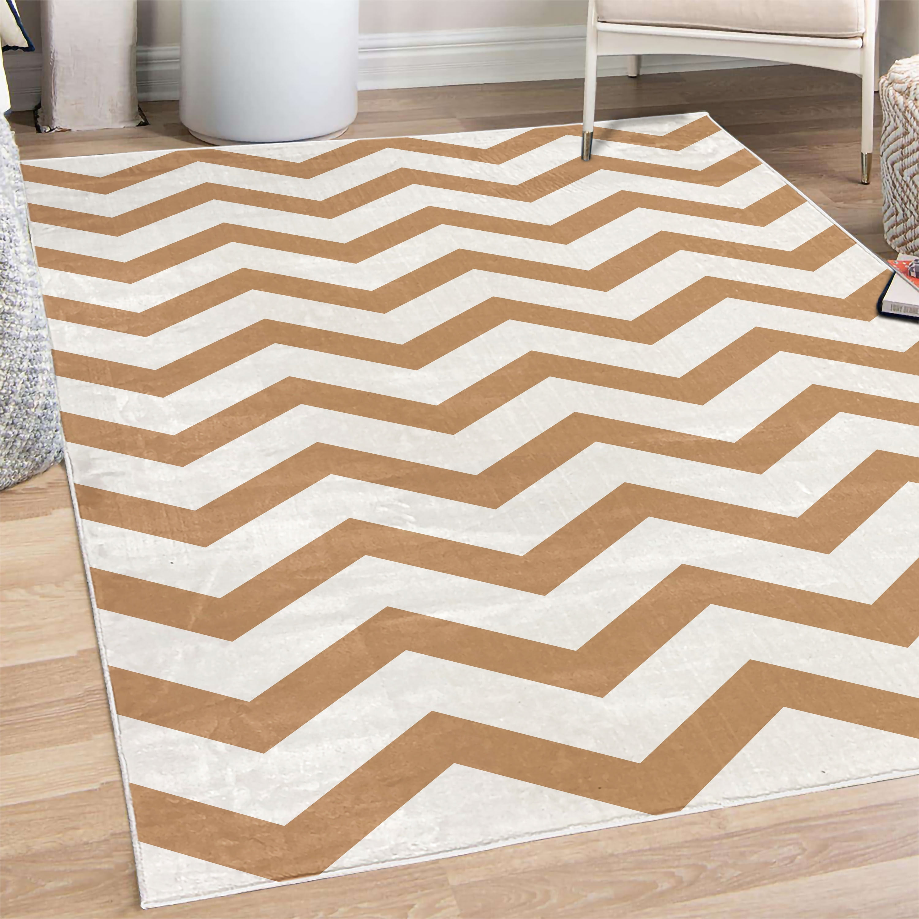 Striped Decorative Rug, Modern Summer Season Pattern Zigzag Tile Design ...