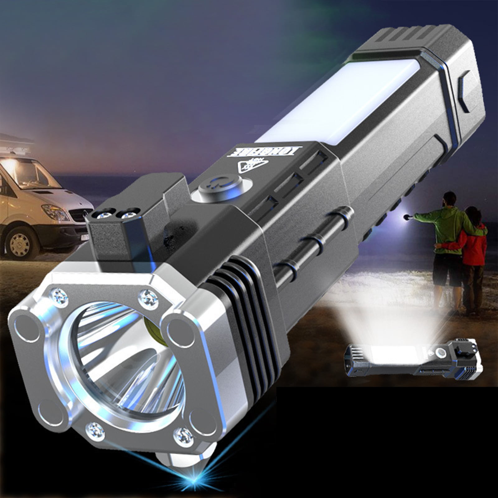 Car Flashlight Multifunctional Window Breaking Flashlight Rechargeable ...
