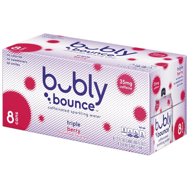 Bubly Bounce Caffeinated Triple Berry Flavored Sparkling Water, 12 oz ...