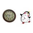 Wall Clock Penguin Singing Bird Silent Sweep Movement Lightweight Wood ...