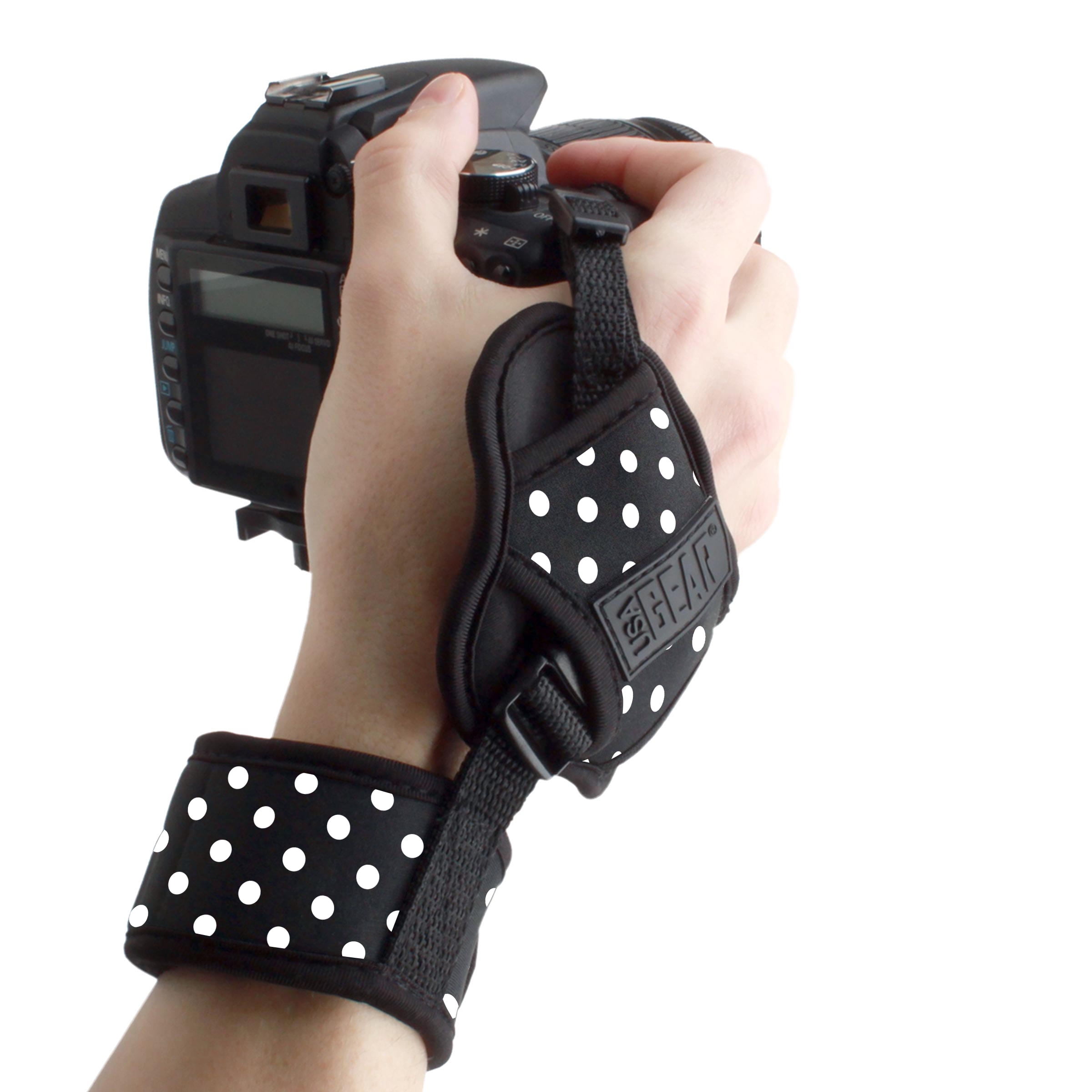 USA GEAR Professional DSLR Camera Hand Grip Strap (Polka Dot) with ...