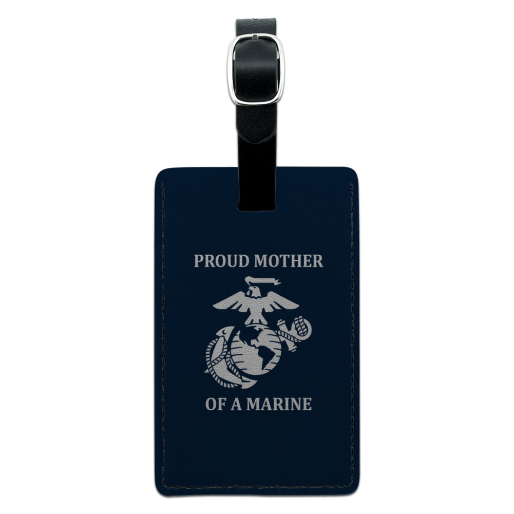 Proud Mother of a Marine USMC White on Blue Officially Licensed ...