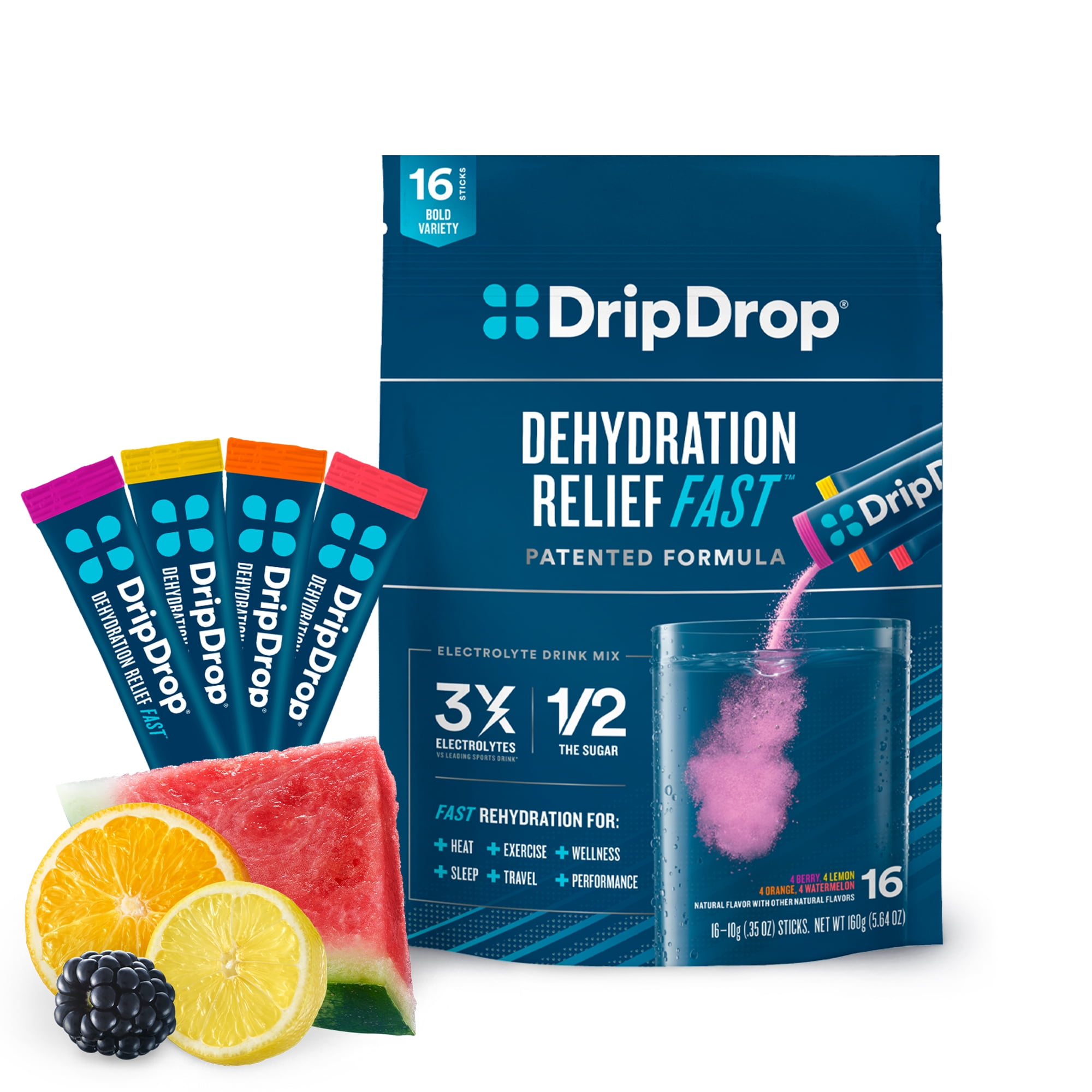 DripDrop Electrolyte Powder Drink Mix for Dehydration Relief Fast ...