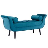 Duhome Bedroom Bench with Rolled Arms Tufted Upholstered Bench for End ...