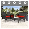 4 Piece Patio Rattan Sofa Set, Outdoor Furniture with Tempered Glass ...