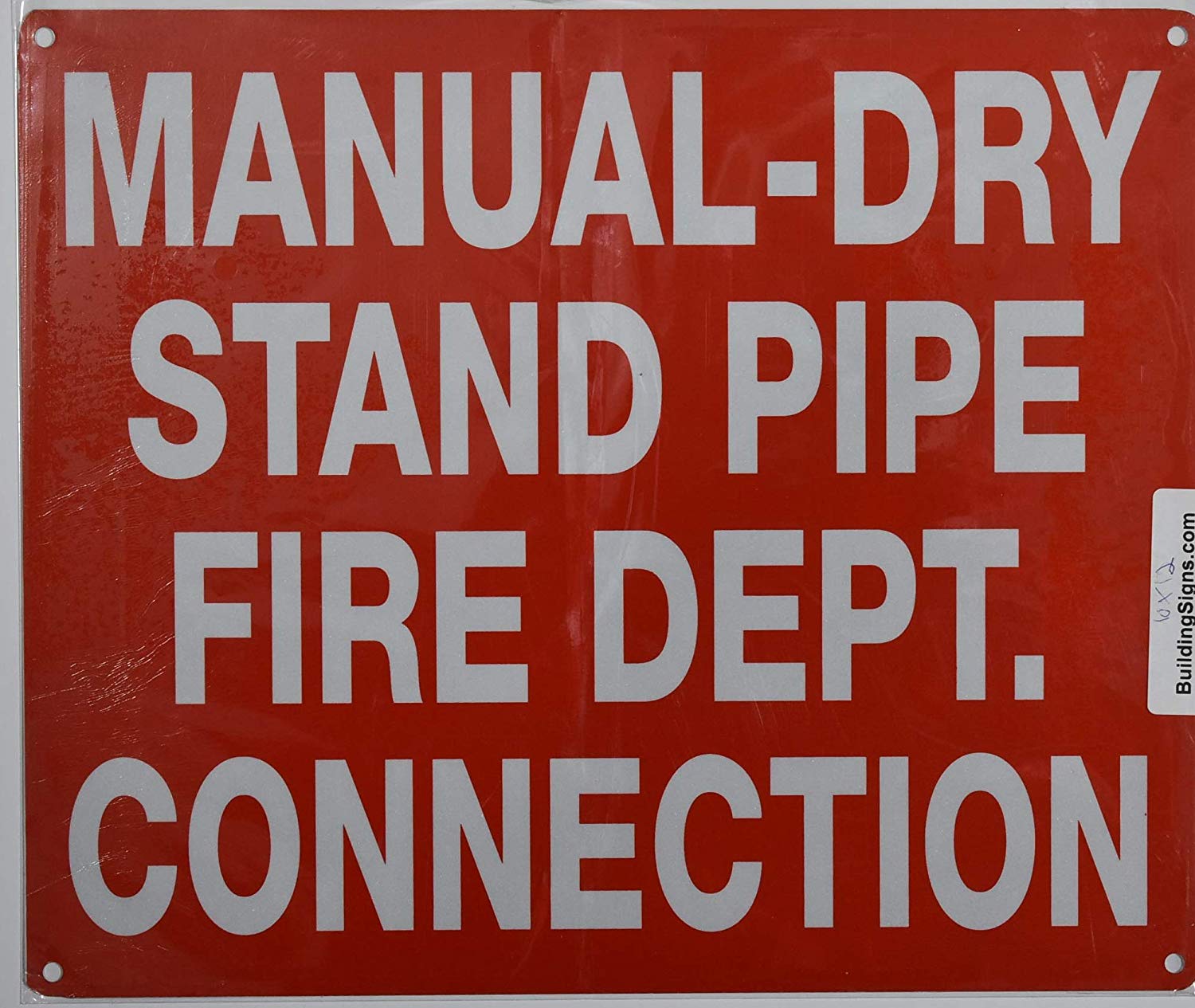 Manual Dry Stand Pipe FIRE Department Connection Sign (Red, Reflective ...