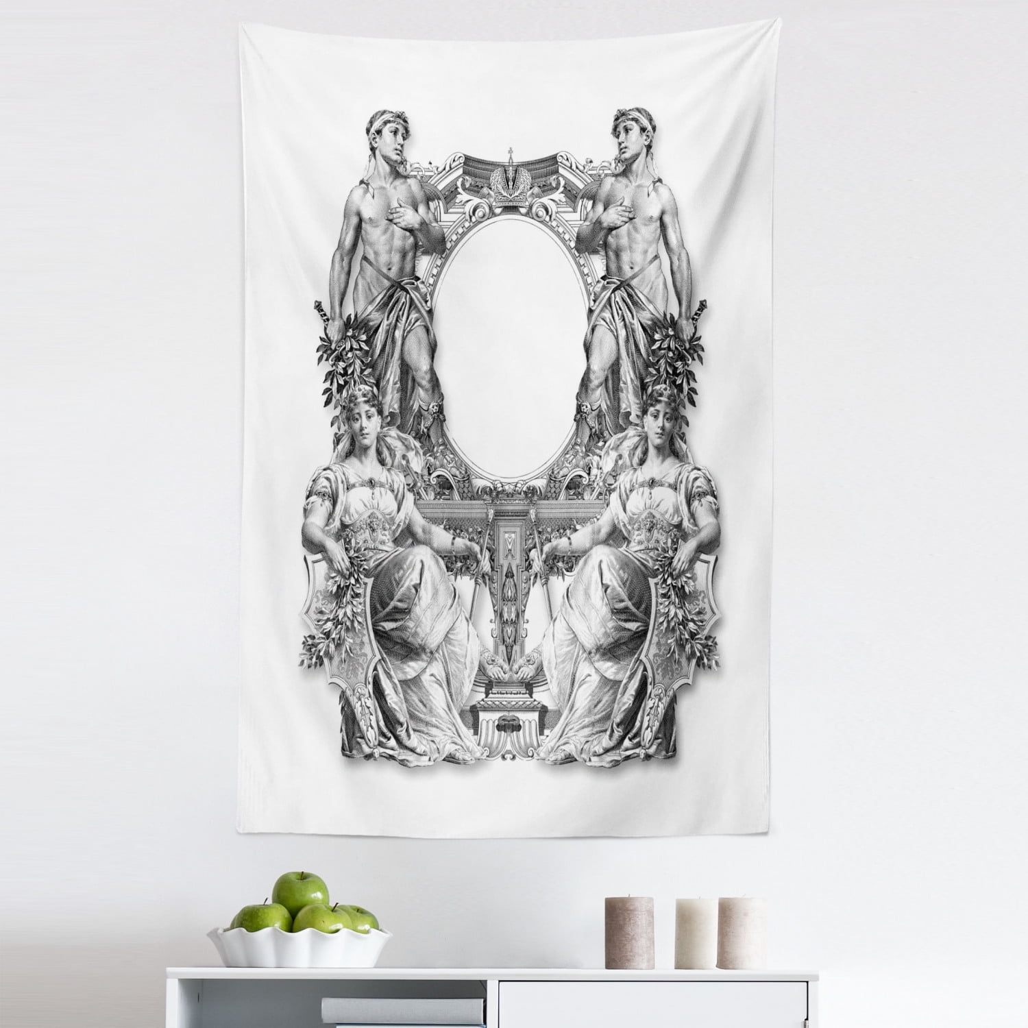 Victorian Tapestry, Old Victorian Frame 2 Man and 2 Woman Baroque Crown ...