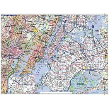 Iconic Arts Laminated 34x24 Poster: Road Map - Large Detailed Roads and ...