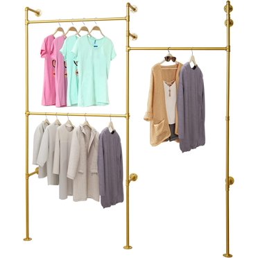 Miumaeov 85" DIY Clothing Pipe Rack Wall-Mounted Clothes Hanger Garment ...