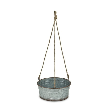Cheungs Round Galvanized Metal Rope Hanging Metal Planter - Small ...