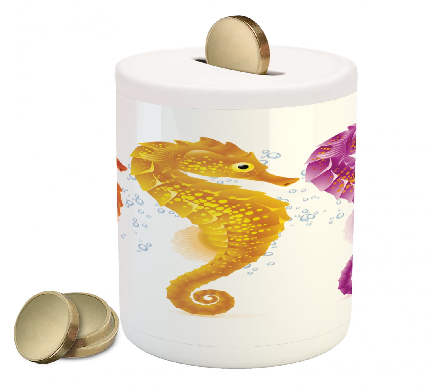 Nautical Piggy Bank, Seahorse in Marine Tones Aquatic Exotic Sea Ocean ...