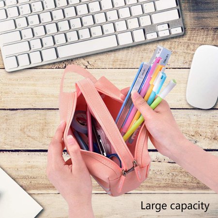 TOOAD Trousse scolaire avec double grand compartiment, trousse grande ...