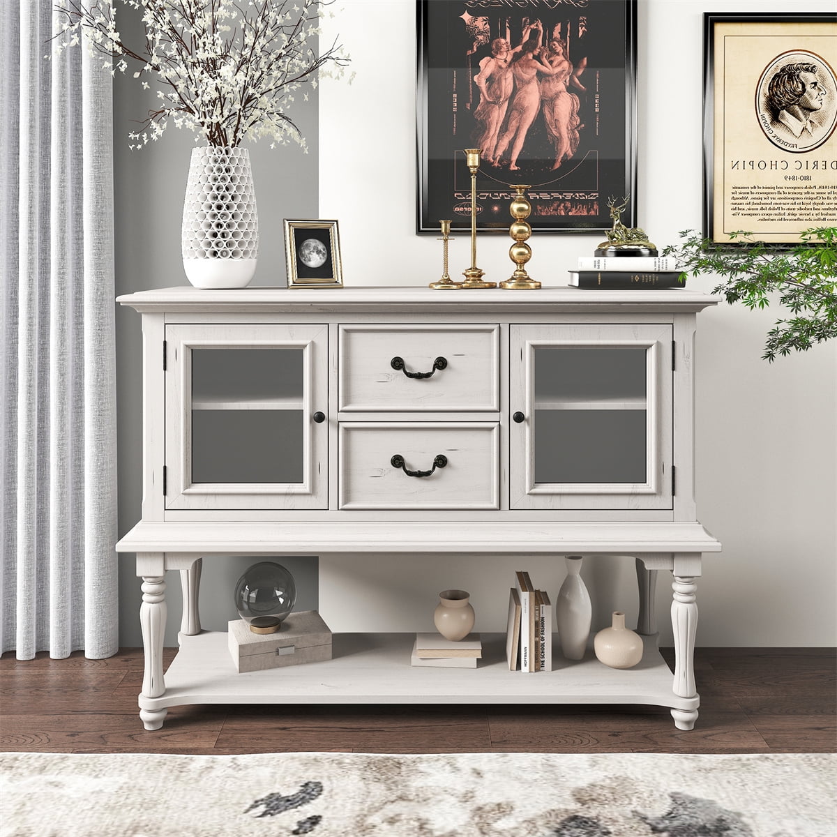 Console Table Buffet Sideboard, Entryway Table with Two Drawers, Two ...