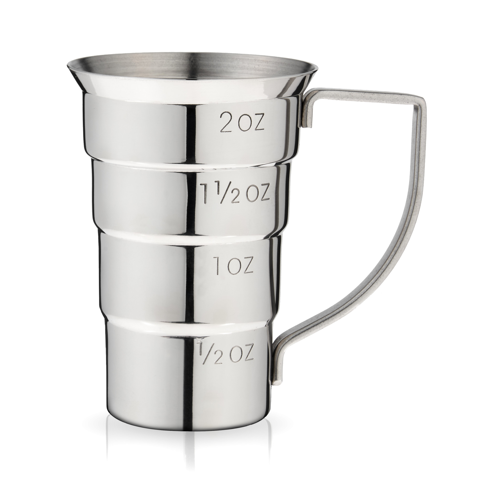 Viski Stainless Steel Stepped Jigger With Handle, Measuring Cup for ...