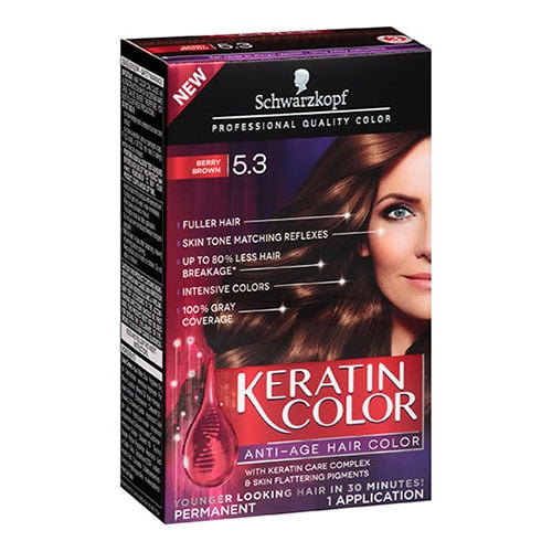 Schwarzkopf Keratin Anti-Age Permanent Hair Color Kit, Berry Brown 5.3 ...