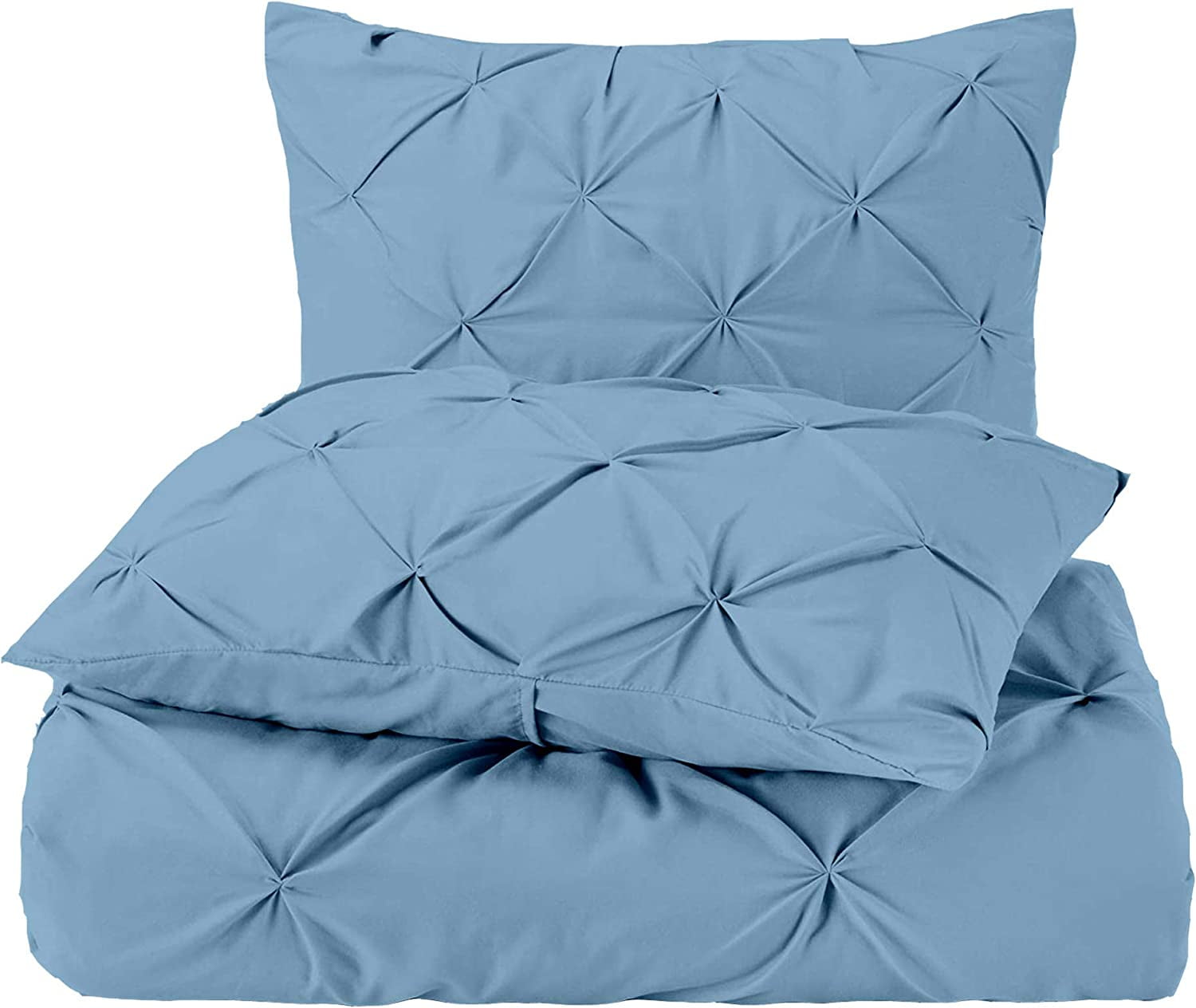 Luxury Pinch Duvet Cover with Zipper Closure 3 Piece Set – Soft Pleated ...