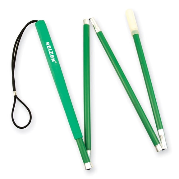 Reizen 4-section Low Vision Aluminum Folding Green Cane- 46-in ...