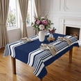 Dark Blue Block Nautical Stripe Table Cloth 60x84in, Waterproof ...