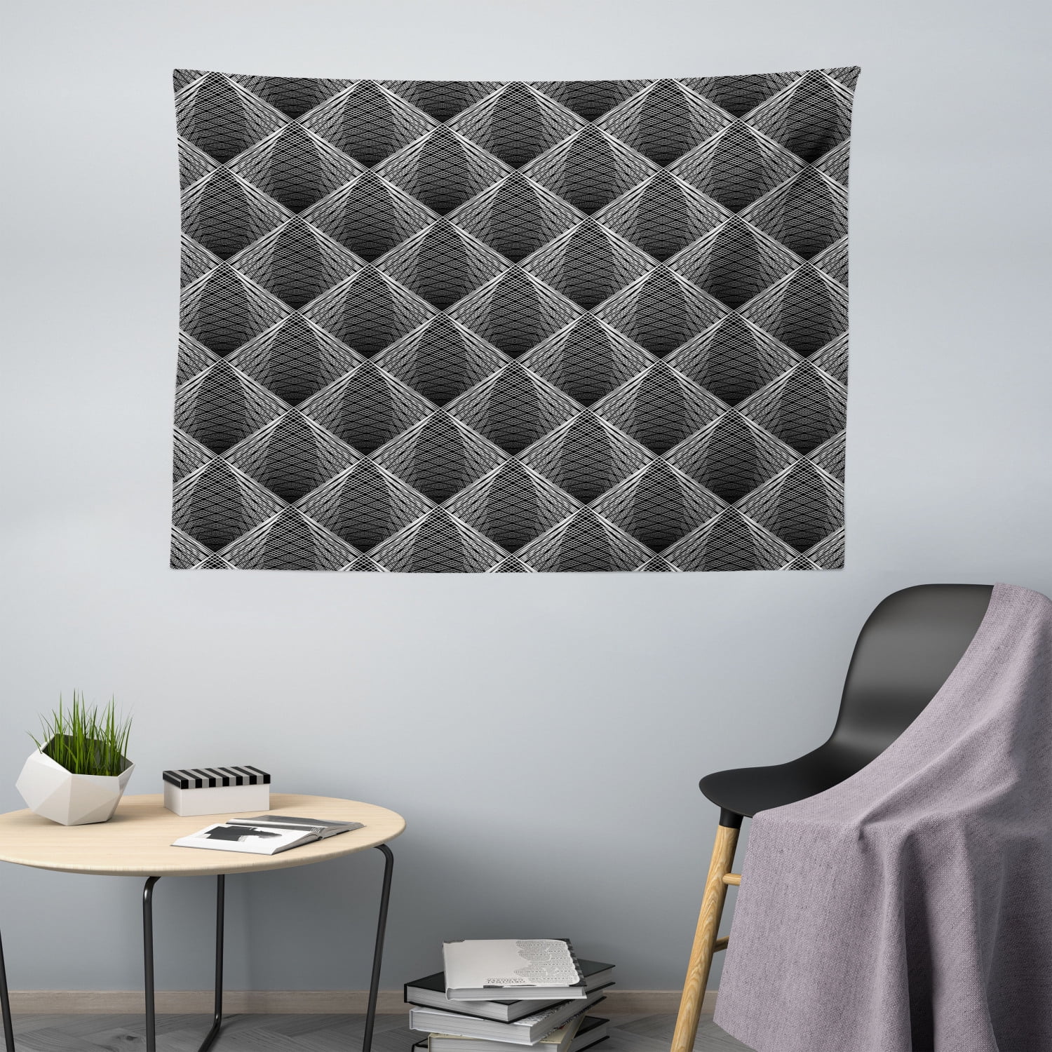 Abstract Tapestry, Monochrome Style Grid Inspired Layout of Geometric ...