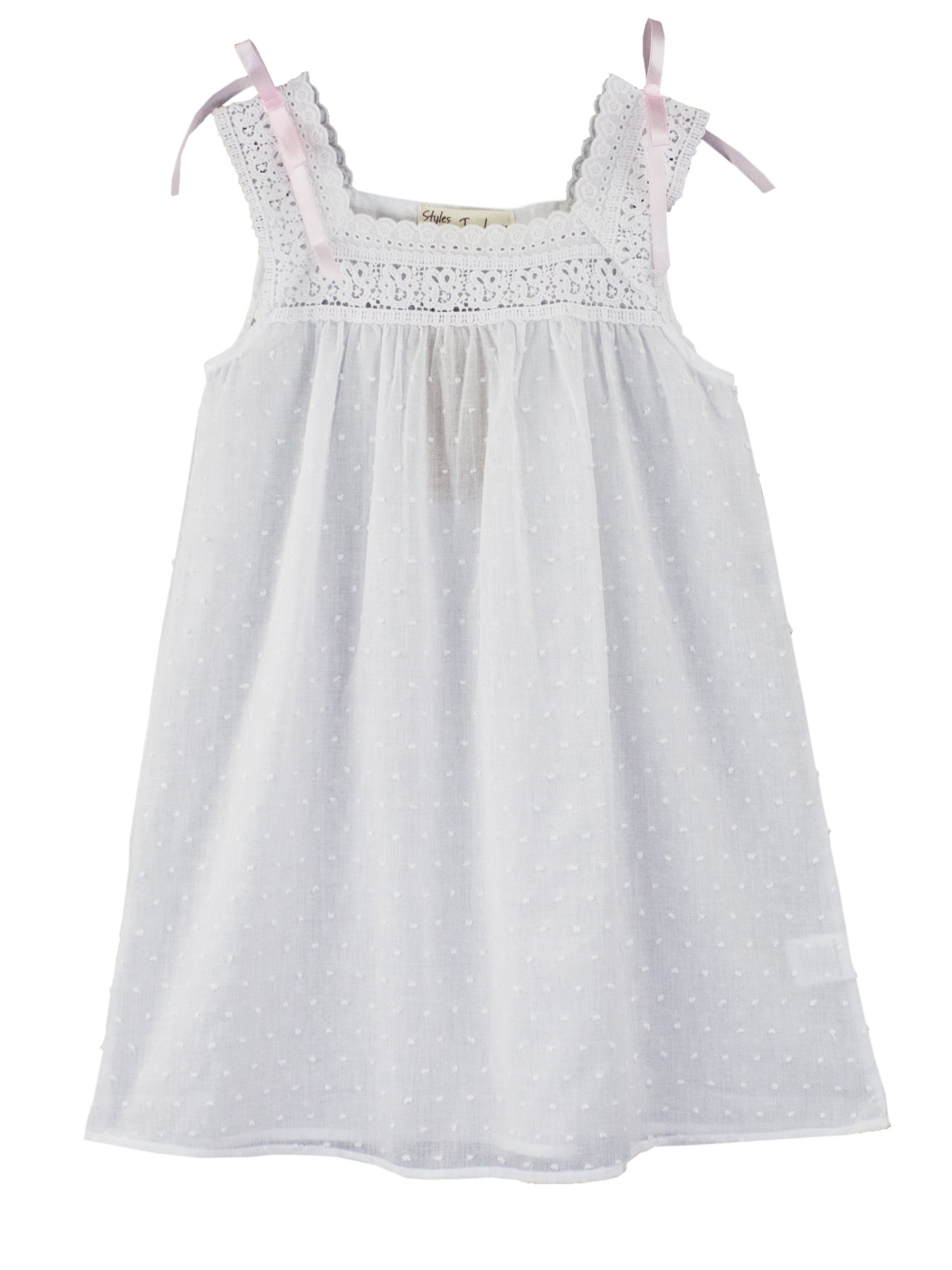 Handmade Girls' Embroidered Lace Cotton Night Dress Sleepwear White ...