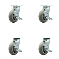 6 Inch Heavy Duty Phenolic Wheel Caster Set with Brakes and Swivel ...