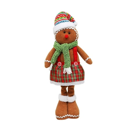 Gingerbread Man Doll with Long Legs Plush Figure for Porch Indoor ...