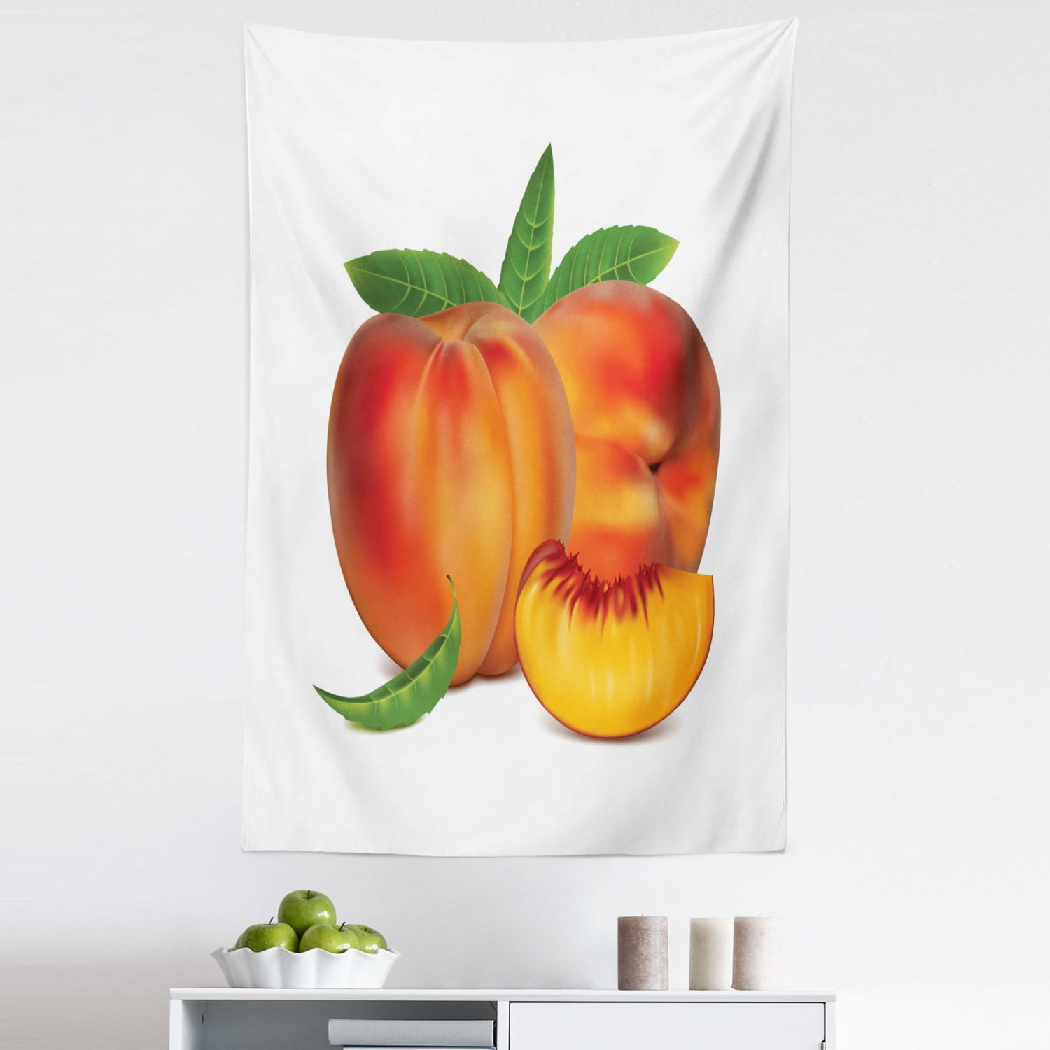 Peach Tapestry, Vivid Juicy Fruit for Vegetarian Diet Slice of a ...