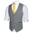 HISDERN Grey Suit Vests for Men Slim Fit Formal Dress Vest V-Neck Solid ...