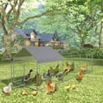 Large Metal Chicken Coop with 3 Compartments and 2 Doors, Outdoor ...