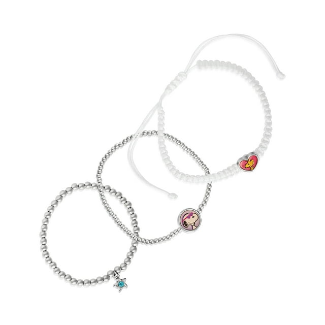 Peanuts Snoopy Womens Stretch Bracelet 3-Piece Set - Star, Woodstock ...