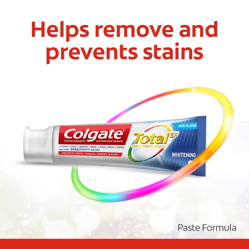 Colgate Total Whitening Toothpaste with Fluoride, Multi Benefit ...