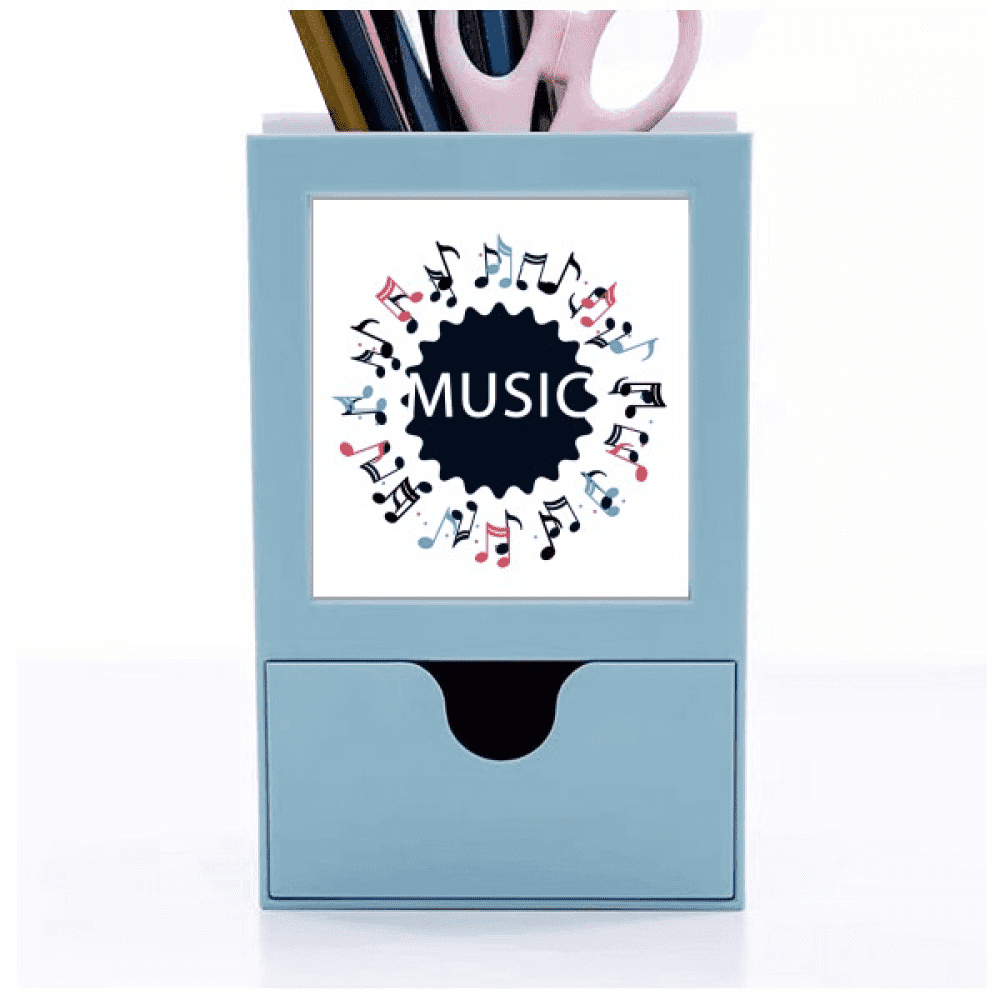 Red Blue Round-shaped Music Notes Desk Supplies Organizer Pen Holder ...
