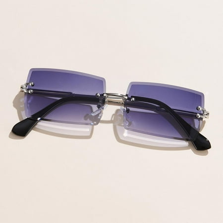Rimless Rectangle Tinted Lens Frameless Eyewear Vintage Transparent ...