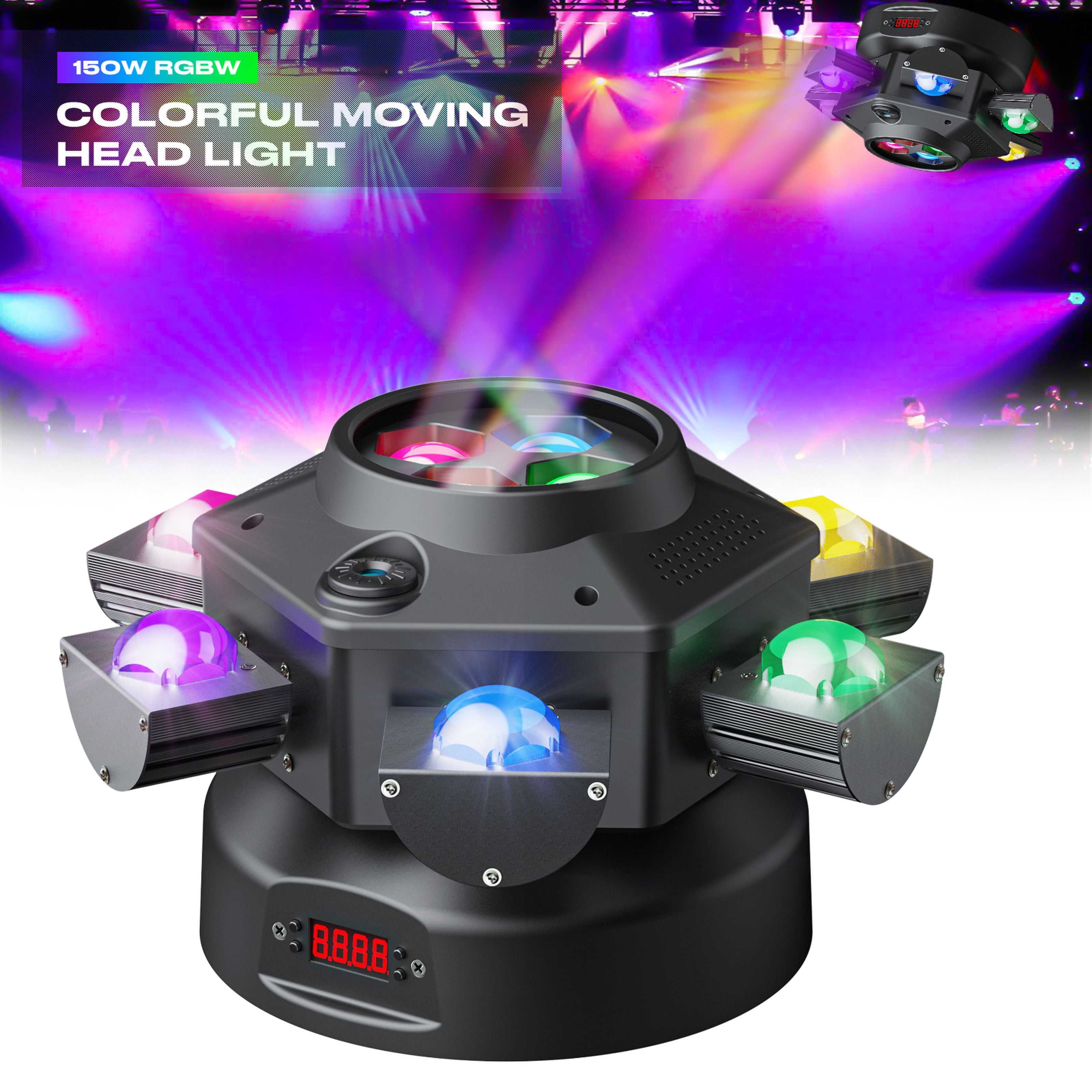 6 Arms LEDs Moving Head Stage Light RGBW Party DJ Lighting Sound ...