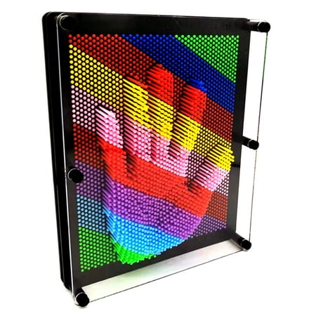 3D Pin Art Intellectual Fun Toy Rainbow Plastic Pin Art Palm Board Push ...